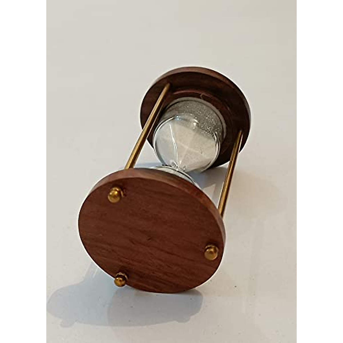 Sohrab Nauticals Wooden Brass Hourglass 4 inches 1 Minute Sand Timer | Sandglass | Sand Clock | Timer with Sparkling Natural White Sand for Home & Kitchen Office Table Desk || Rosewood sandtimer
