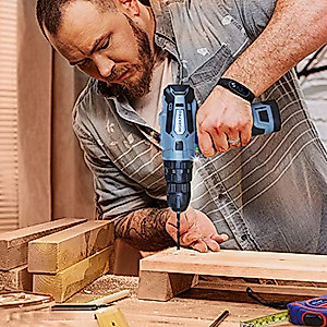 WORKPRO 12V Cordless Drill Driver Kit, 2-Speed, 2 Li-Ion Batteries 2000 mAh, Fast Charger, 3/8'' Clutch, 18+3 Torque Setting, 34 pcs Drill/Driver Bits Included