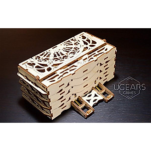 UGears 3D Puzzle for Board Games - Wooden Card Holder for 12 Sets of Playing Cards - Unique Mechanical Devices for Family Tabletop and Role-Playing Games - Wooden Construction Kits for Adults