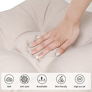 RACE LEAF Chair Cushions 19" x 19" Patio Chair Seat Pads, Set of 2 Thick Fill Tufted Square Patio Cushions, Water-Resistant Chair Seat Cushion with Ties for Non-Slip Support, Beige