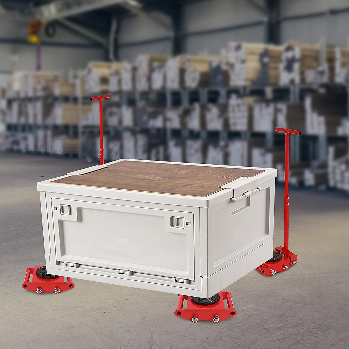 6T Industrial Mover, 4PCS Machinery Moving Skate on Wheels, 360° Rotatable Industrial Machinery Mover with Handle, Heavy Duty Machinery Skates Cargo Mover for Home, Logistics, Construction Sites