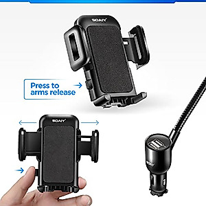3-In-1 Multifunctional Car Mount + Car Charger + Voltage Detector, SOAIY Car Mount Charger Holder Cradle w/Dual USB 3.1A Charger, Display Voltage Current for iPhone7 6s 6 5s Samsung S7 S6 S5