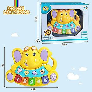 Baby Music Elephant Piano Toy – Early Learning Musical Keyboard Toy 6 to 12 Months Infant Light Up Toy Lovely 3 Play Modes Educational Gift for Kids