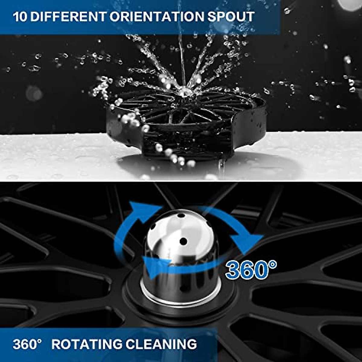 WEWE Black Glass Rinser, Upgraded 360 Degree Rotating Spout Glass Rinser for Kitchen Sink Stainless Steel Cup Washer for Sink, Bar Glass Rinser for Kitchen Sink