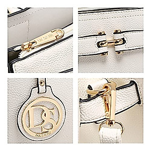 Dasein Women Satchel Purses Handbags Belted Top-handle Work Tote Shoulder Bags with Long Strap (White)