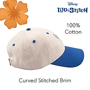 Disney Stitch Dad Hat, Adjustable Cotton Baseball Cap with Curved Brim, Navy Blue, One Size