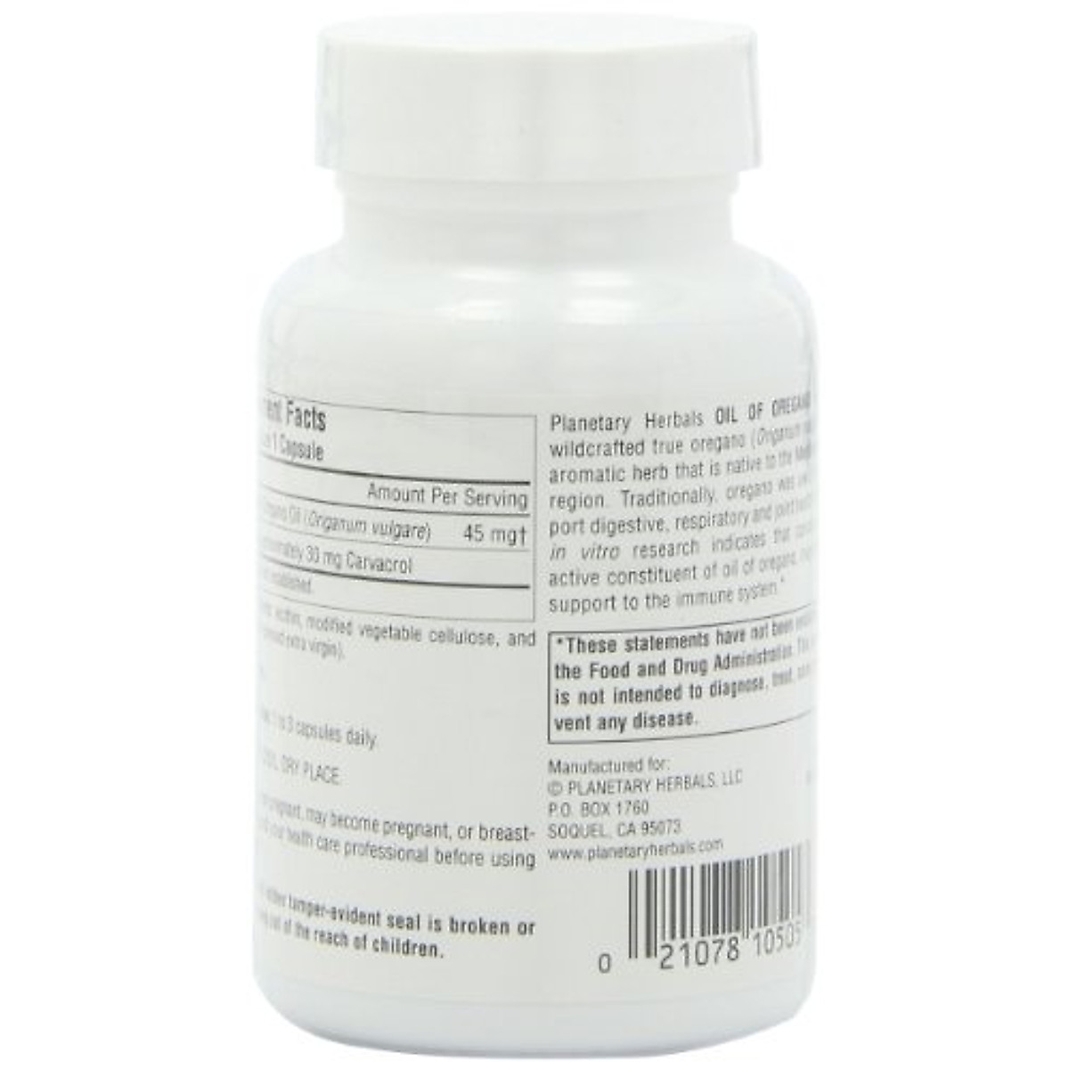 Planetary Herbals Oil of Oregano, May Provide Support To The Immune System,60 Vegetarian Capsules