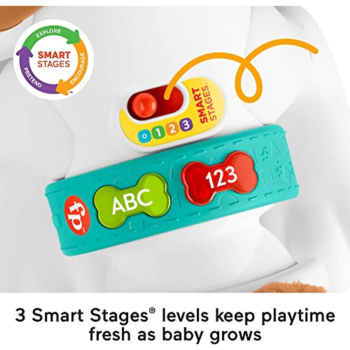 Fisher-Price Baby Learning Toy 123 Crawl With Me Puppy Electronic Dog With Smart Stages Content & Lights For Ages 6+ Months