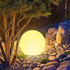 Solar Garden Globe Light Outdoor, 8in LED Solar Glowing Ball Light w/Remote+Ground Stake, 16 RGB Color Changing Waterproof Solar Yard Light, Landscape Lighting Mood Lamp for Patio Pathway Lawn Decor