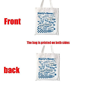 Singer Harry Inspired Styles Tote Bag Singer Song Idea Gifts Women Canvas Tote Bag Gift for Fans Large Size (Blue)