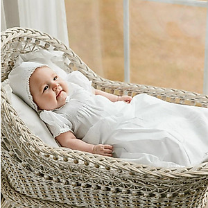 Feltman Brothers Girls Christening Gown White Batiste Lace with Bonnet 9/12m