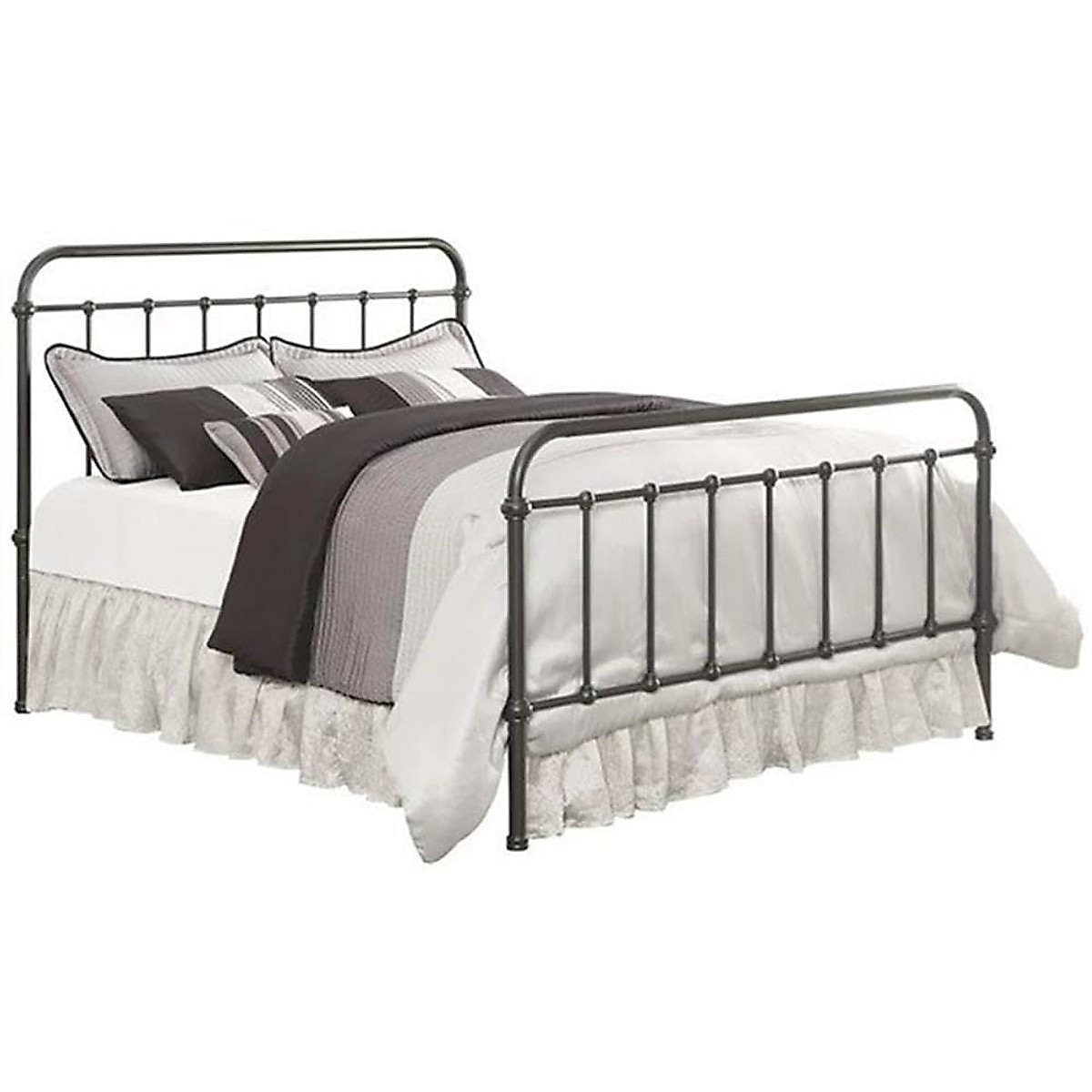 BOWERY HILL Traditional Metal Eastern King Size Spindle Bed in Dark Bronze