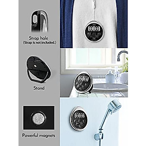 dretec Digital Timer Water Proof Shower Timer Shower Clock Bathroom Kitchen Timer Magnetic Backing Silver Black Officially Tested in Japan (1starter Lithium Battery Included)