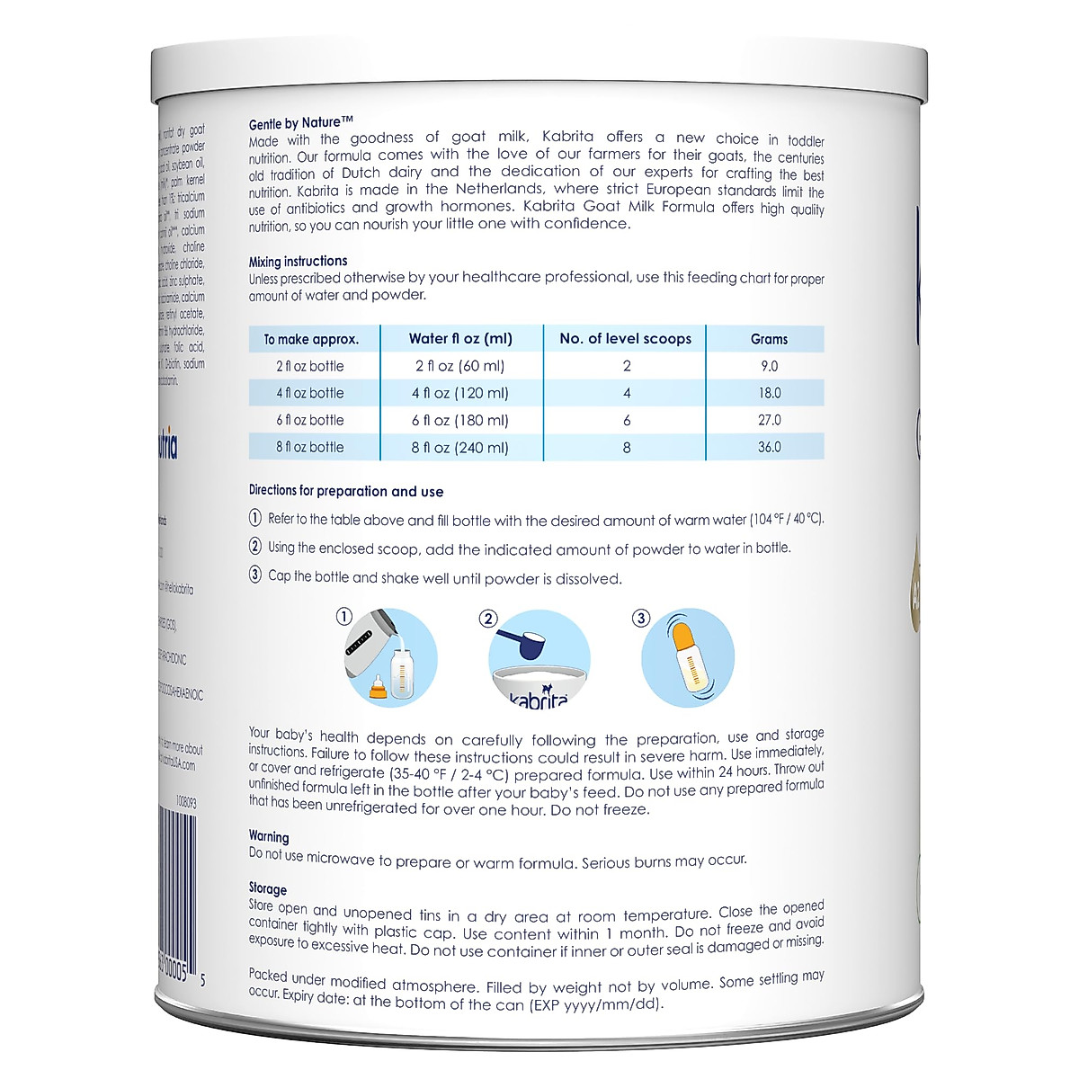 Kabrita Goat Milk Toddler Formula - Easy to Digest Baby Formula 12-24 Months - Contains Vitamin C, D, Iron, DHA, Non-GMO - Gentle on Sensitive Tummies - Formula Supporting Gut Health & Sleep - 14Oz (Pack of 3)