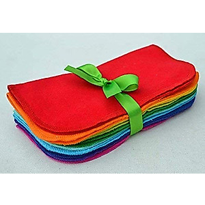 2 Ply Solid Flannel 8x8 Inches Set of 10 Rainbow Edging