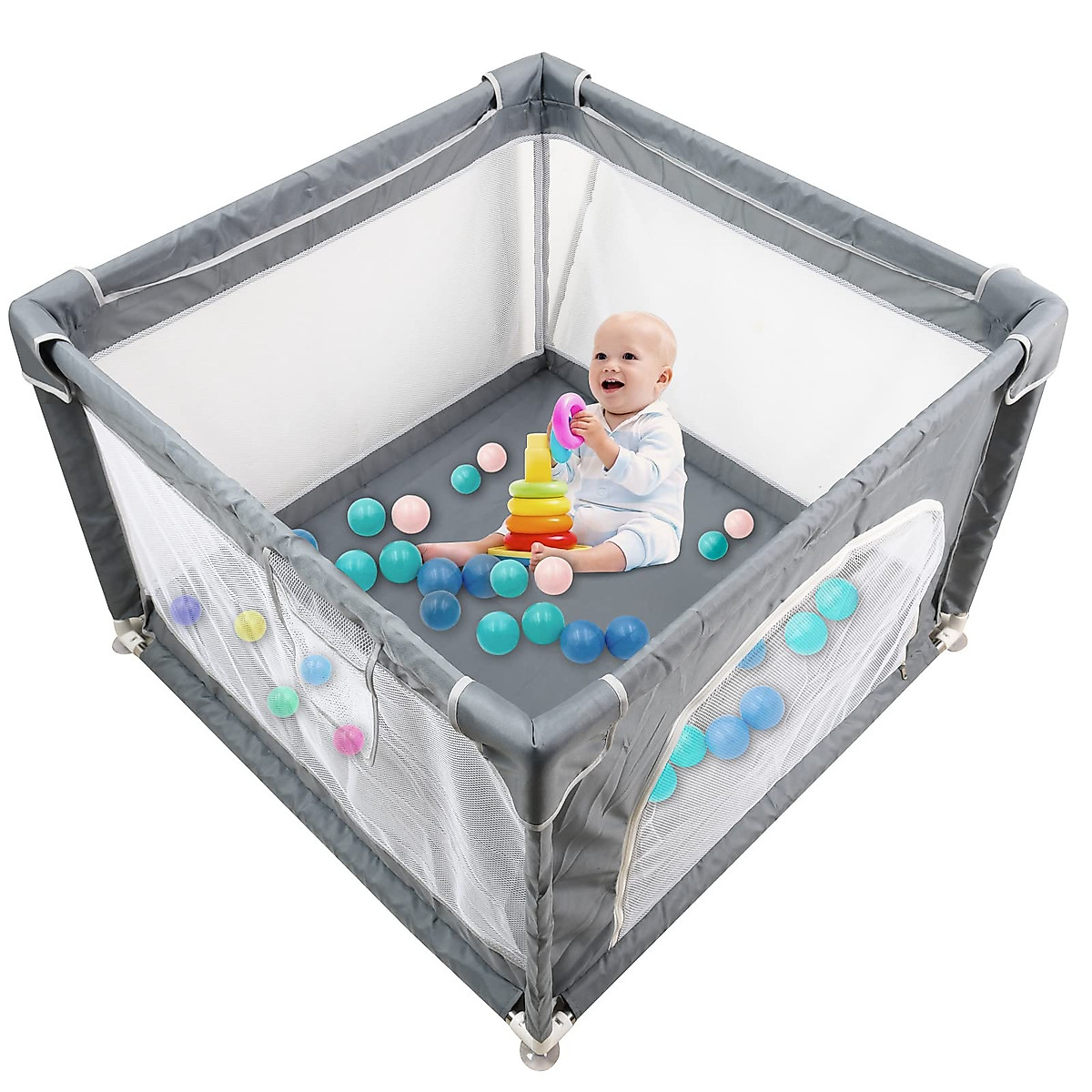 Baby Playpen,Samll Playpens for Baby, Playpen Baby Fence for Toddlers, Baby Play Area, Baby Play Yard Fence，Baby Gate Playpen (36"x36")