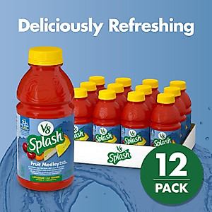V8 Splash Fruit Medley Flavored Juice Beverage, 16 FL OZ Bottle (Pack of 12)