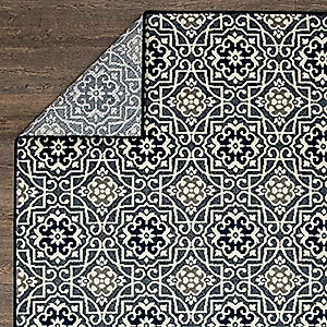 LOOMAKNOTI Tecopa Kidore 8' x 10' Blue Geometric Indoor/Outdoor Area Rug