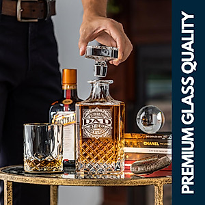 Royal Vintage Dad Birthday Gifts from Daughter, Son | Gift Ideas for Dad Men | Unique Whiskey Decanter Set Gift with 2 Glasses for Father | Best Personalized Father's Day Presents