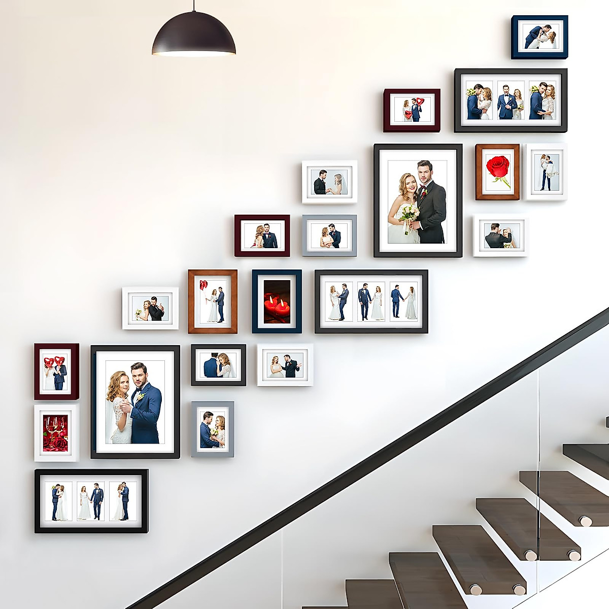 RPJC 11 x 14 Picture Frames Made of Solid Wood and High Definition Glass Display Pictures 8x10 with Mat or 11x14 Without Mat for Wall Mounting Photo Frames Black