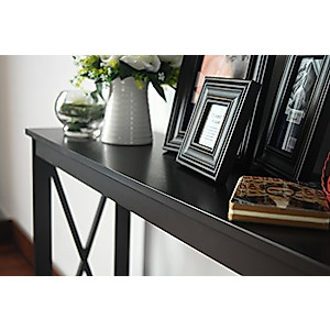 Espresso Finish 2-Tier X-Design Occasional Console Sofa Table Bookshelf