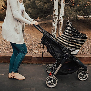 Shabby Chic American Flag on Wooden Grain Baby Nursing Cover for Breastfeeding, Breathable Stretchy Nursing Scarf Carseat Canopy for Boys or Girls Stroller Car Seat Covers Western Farm