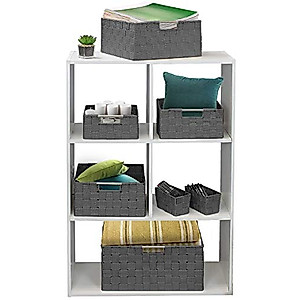 Sorbus Storage Box Woven Basket Bin Container Tote Cube Organizer Set Stackable Storage Basket Woven Strap Shelf Organizer Built-In Carry Handles (7 Piece - Grey)
