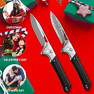 NedFoss ELF II Pocket Knife, 3.28" 14C28N Blade Button Lock EDC Knife with G10 Handle, Flipper Open, Deep Carry Pocket Clip, Lightweight Slim Utility Folding Knives for Men Women
