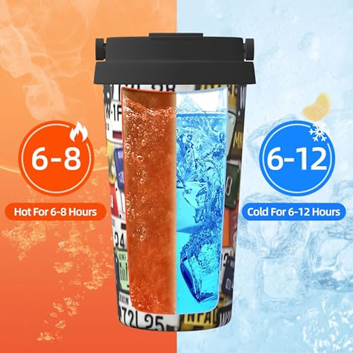 WANGZHAO License Plate Print Double Wall Stainless Steel Vacuum Insulated Tumbler Cup Home Thermal Cup