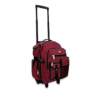 Everest Deluxe Wheeled Backpack, Burgundy, One Size,5045WH-BURG