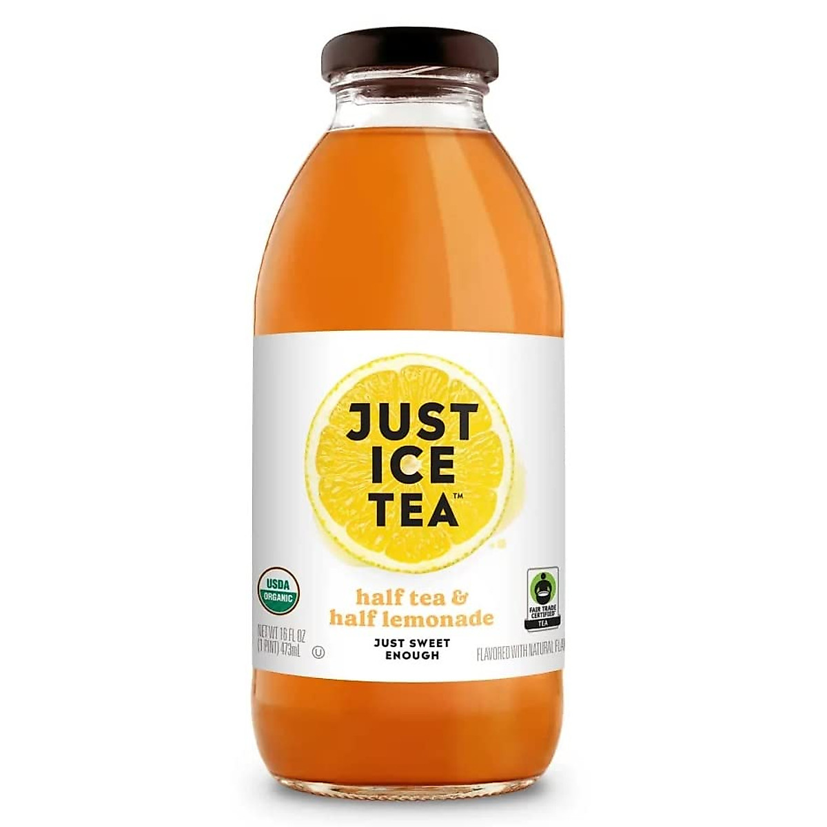 Just Ice Tea Organic Iced Tea, 16 Fl Oz Glass Bottles (Half Tea & Half Lemonade, Pack of 12)