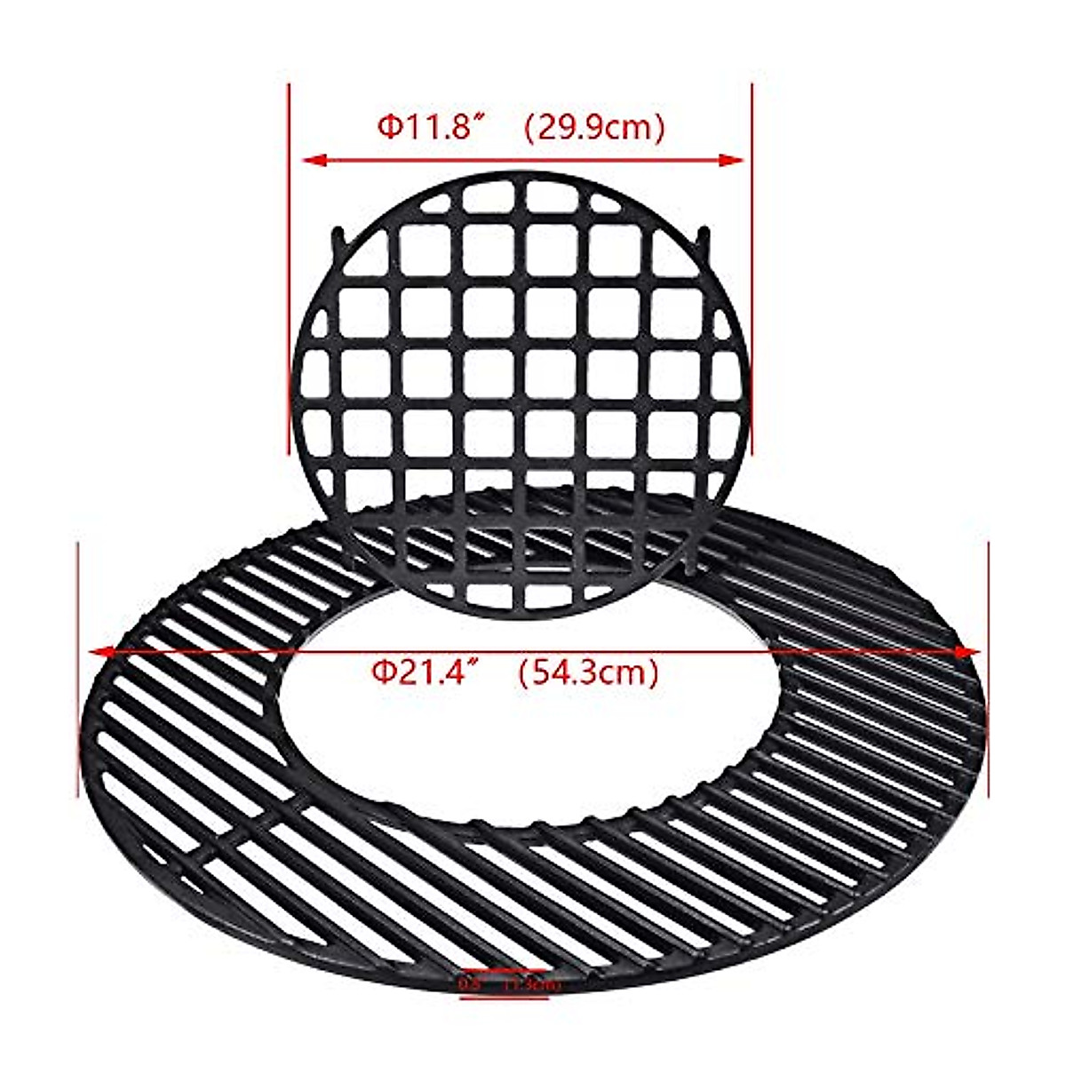 QuliMetal 8835 Cast Iron Gourmet BBQ System Cooking Grate for Weber 22.5 inches One-Touch Silver, Bar-B-Kettle, Master-Touch and One-Touch, 22 1/2 Inch Weber Performer and Premium Charcoal Grill