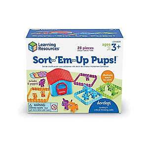 Learning Resources Sort-'Em-Up Pups 28 Pieces, Ages 3+ Sorting & Matching Toys, Educational Toys for Toddlers, Preschool Toys, Toddler Learning Toys