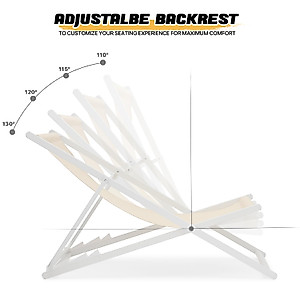 MoNiBloom Foldable Outdoor Adjustable Beach Patio Sling Chairs Portable Aluminum Frame Lounge Folding Chair Set of 2 (Beige)