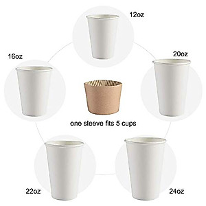 SPRINGPACK Coffee Sleeves - 500 count Disposable Corrugated Hot Cup Sleeves Jackets Holder - Kraft Paper Sleeves Protective Heat Insulation Drinks Insulated Fits 12,16,20,22,24 oz Coffee Cups