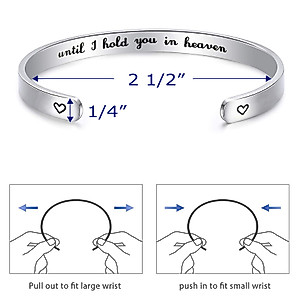 LParkin Memorial Bracelet I'll Hold You in My Heart Until I Hold You in Heaven Gifts for Her Remembrance Jewelry (Cuff)
