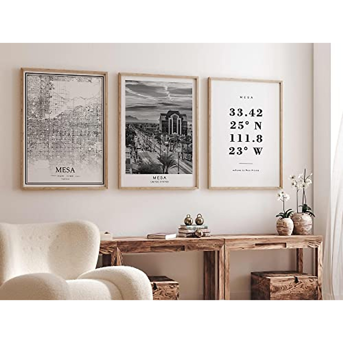 Dear Mapper Mesa United States View Abstract Road Modern Map Art Minimalist Painting Black and White Canvas Line Art Print Poster Art Line Paintings Home Decor (Set of 3 Unframed) (16x24inch)