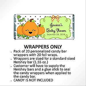 Personalized Hershey Candy Bar Wrappers for Chocolate, Little Pumpkin Baby Shower Favor, Pack of 20 Custom Hershey Bar Labels