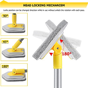 Lalafancy Shower Cleaning Brush, 2 in 1 Tub and Tile Scrubber Brush with 46'' Extendable Long Handle Detachable Stiff Bristles Scrub Brush for Cleaning Bathtub Shower Bathroom