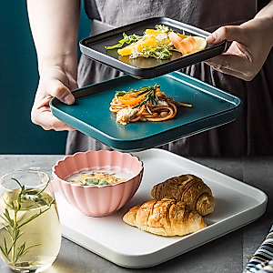 AIYoo Porcelain Dinner Plates White 6 Inch Square Ceramic Dinner Plates Set of 2 Dessert Salad Plates for Kitchen Restaurant Serving Dishes Dinner Plate