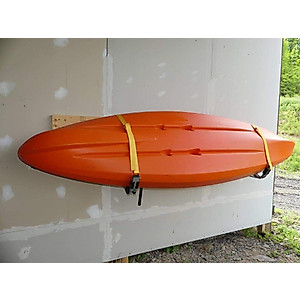 Tech Team KAYAK SUP STORAGE RACK FOLDS FLAT TO WALL 200 lb. CAPACITY WEB STRAPS RUBBER CUSHIONS