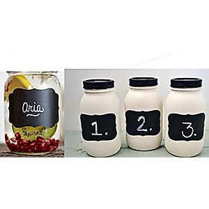 Reusable Waterproof Chalkboard Labels Blackboard Mason Jar Stickers Blackboard Stickers for The Kitchen, Pantry, Mason Jars, Wine Glasses (Black)