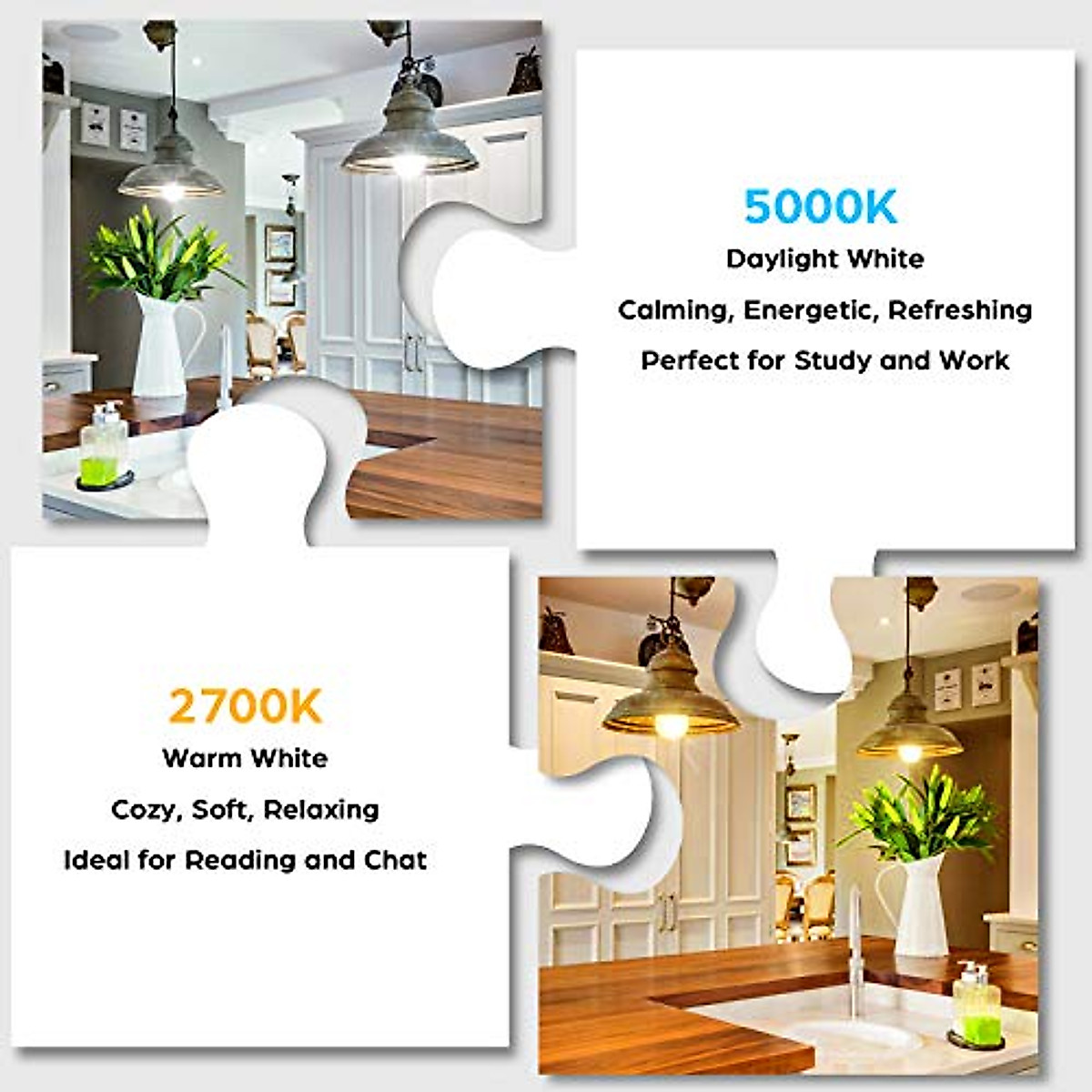 LED Light Bulbs 100W Equivalent 1500 Lumens, A19 13W 5000K Daylight White Non-Dimmable, Super Bright No Flicker Standard E26 Edison Screw Bulbs for Home, Bedroom, Office Lamp, 12-Pack