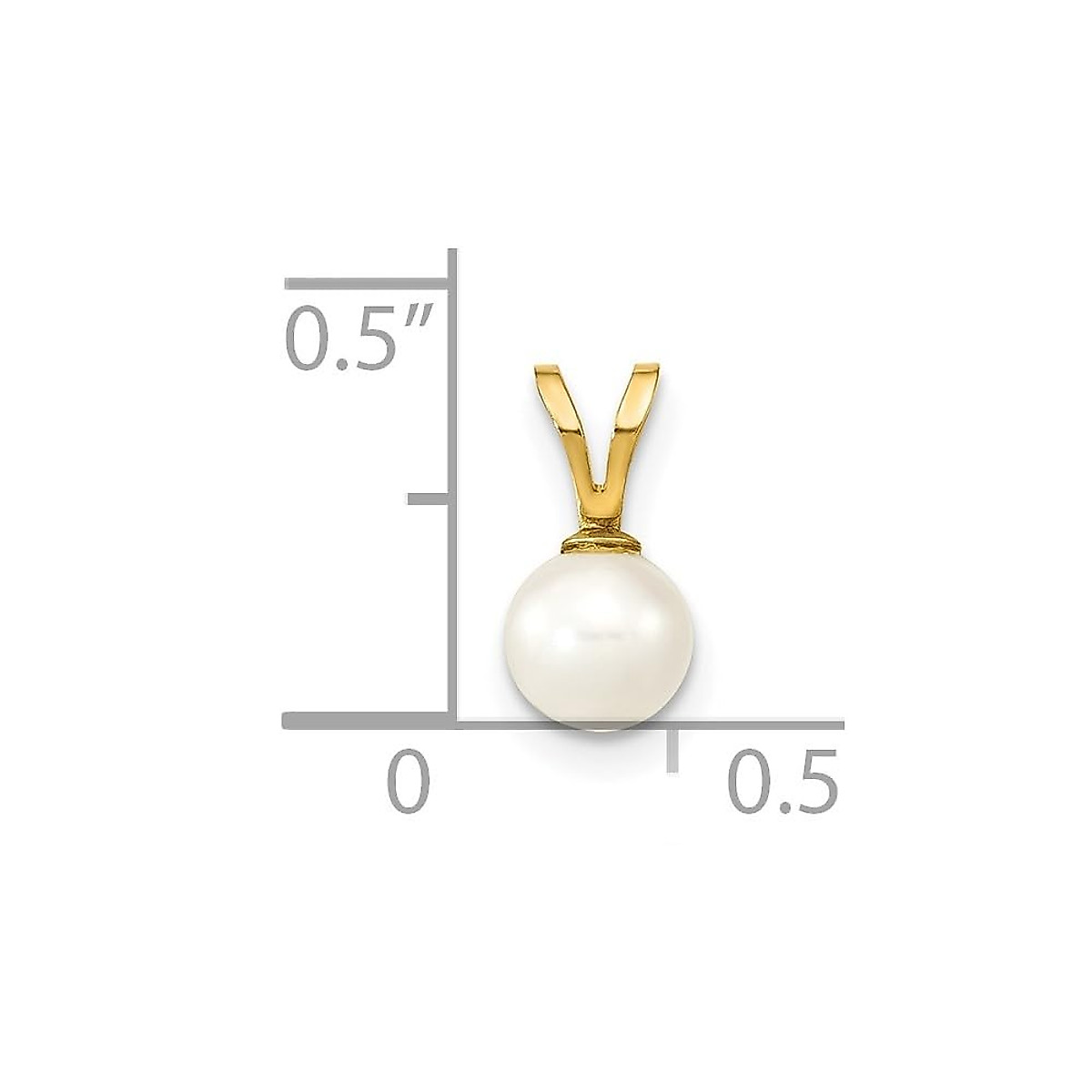 Auriga Fine Jewelry 14k Yellow Gold Round White Cultured Pearl Pendant (L- 9 mm, W- 5 mm) Gift for Women