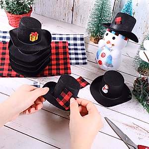 Skylety 8 Pieces Felt Top Hats Black Mini Top Hats Christmas Party Decoration for Your Snowman, Doll, or Other Craft Project