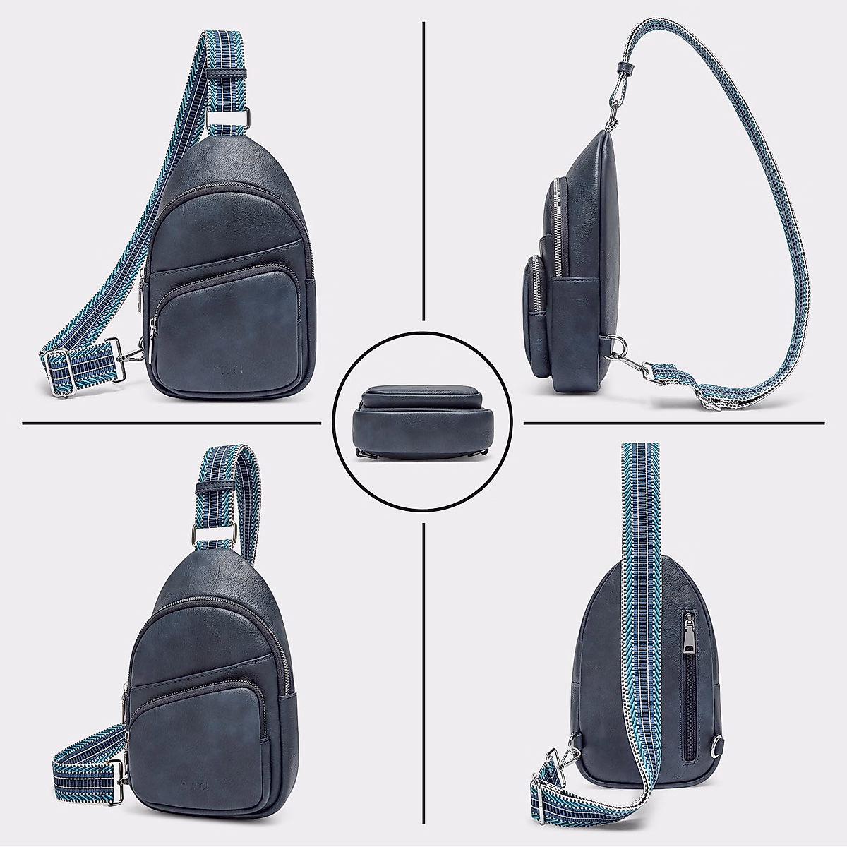 CLUCI Small Sling Bag for Women, Vegan Leather Fanny Pack Crossbody Bags for Women, Chest Bag With Guitar Strap