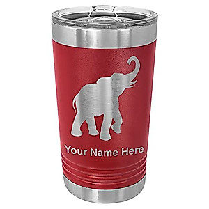 LaserGram 16oz Vacuum Insulated Pint Tumbler, Indian Elephant, Personalized Engraving Included (Maroon)