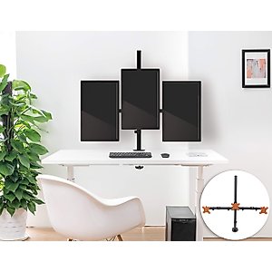 Stand Steady Triple Monitor Desk Stand with Clamp-On Base, for Home or Office Use, Height Adjustable Computer Monitor Stand with Full Articulation VESA Mounts, Fits Most LCD/LED Monitors 13-32 Inches