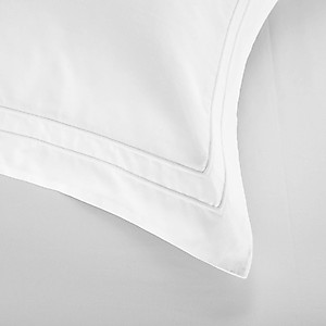 CASA BOLAJ DESIGNED TO DREAM Triomphe Collection 3 Pieces Do Not Include Filling White Color King Size Duvet Cover Set 100% Egyptian Cotton Sateen 400 Thread Count Luxury Handcraft(White,King)
