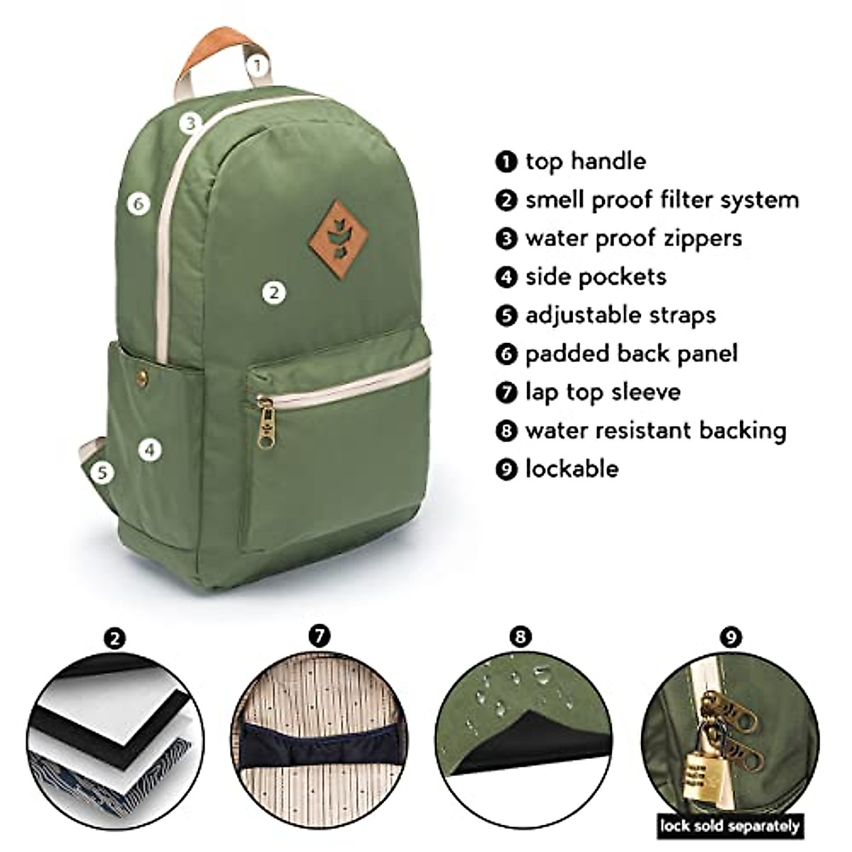 Revelry Supply RV30010 Escort Backpack, Green